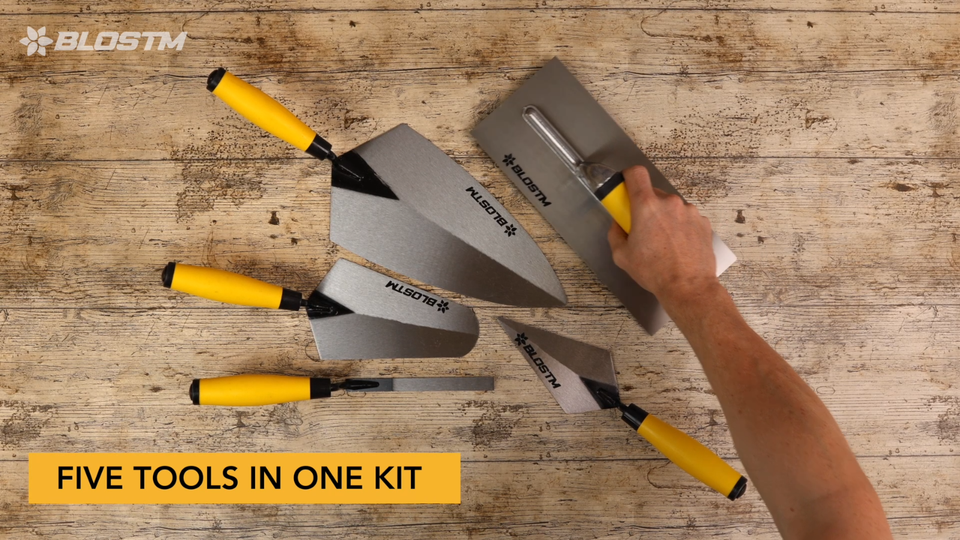 BLOSTM 5pc Builder Professional Trowel Set Bricklayer Brick Plastering ...