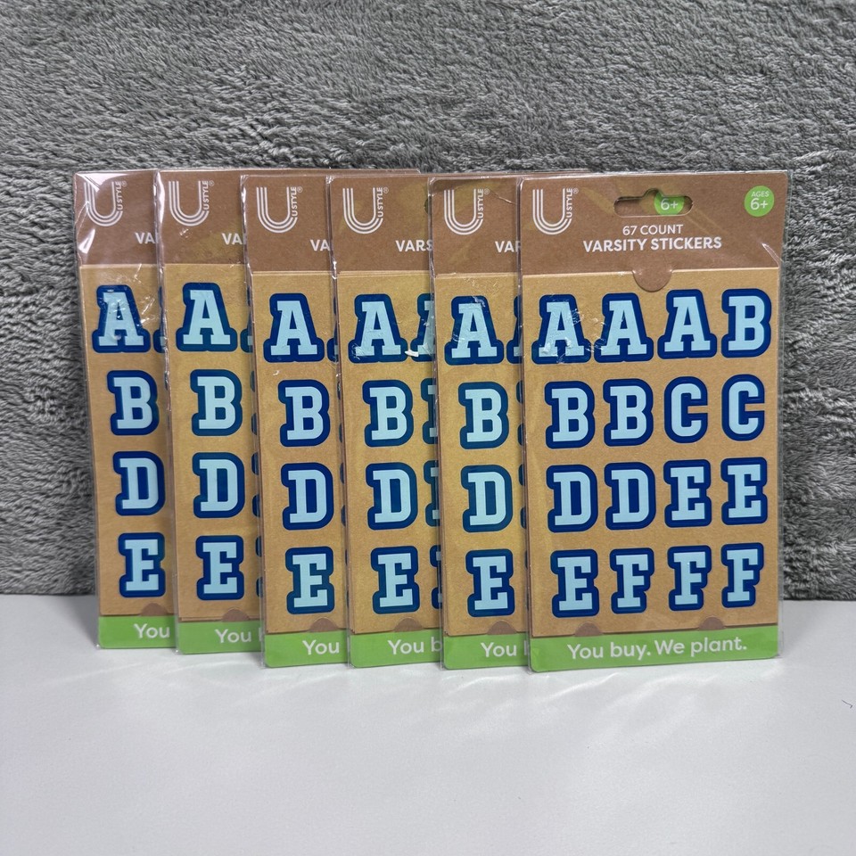 6 Packages of UStyle VARSITY LETTER Scrapbooking Stickers - White w ...