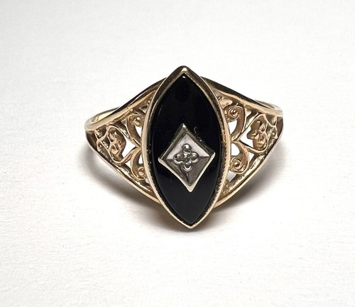 10k Black Onyx Ring With Diamond 1.87 Grams | eBay