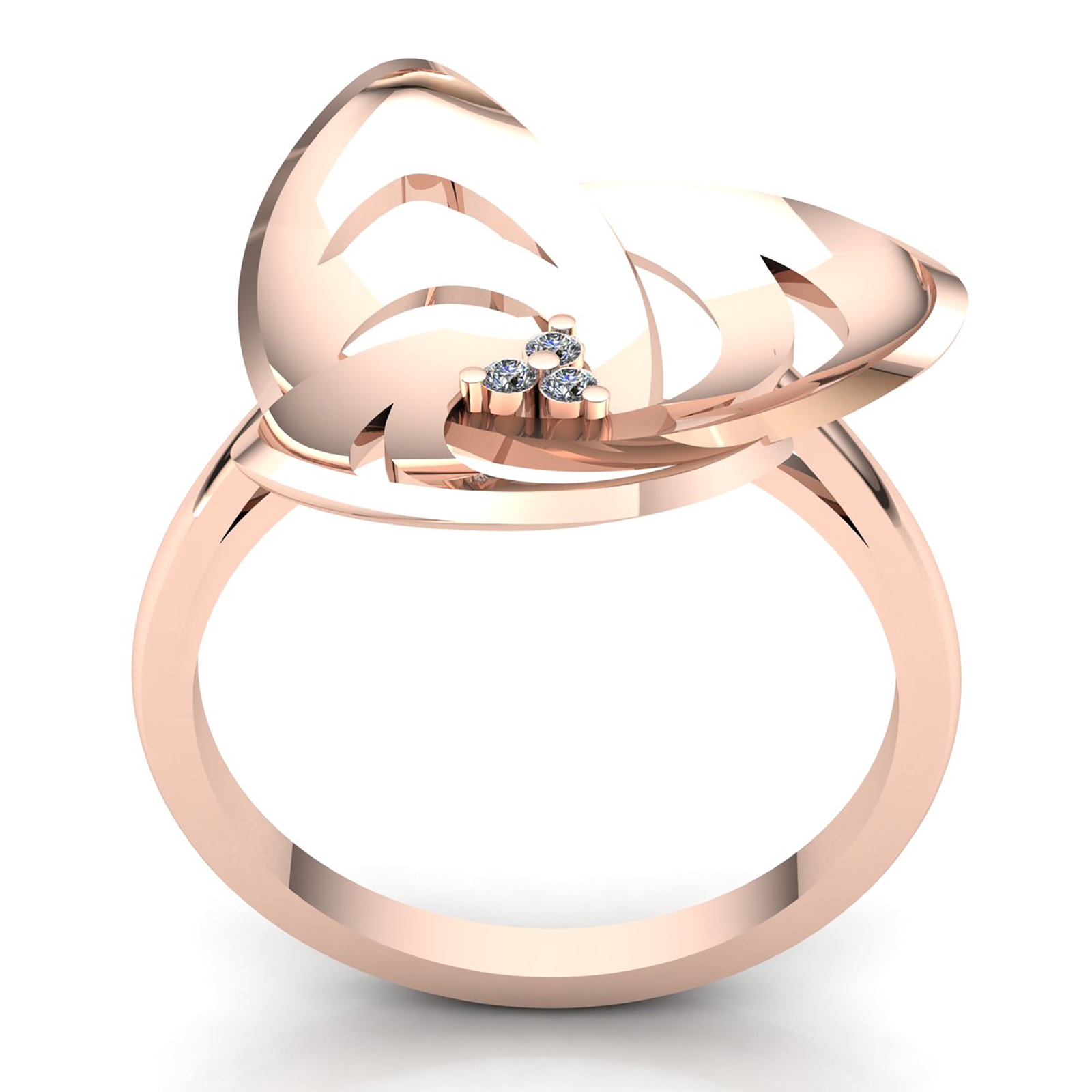 Genuine 0.1ct Round Cut Diamond Ladies Flower 3 Stone Anniversary Ring ...