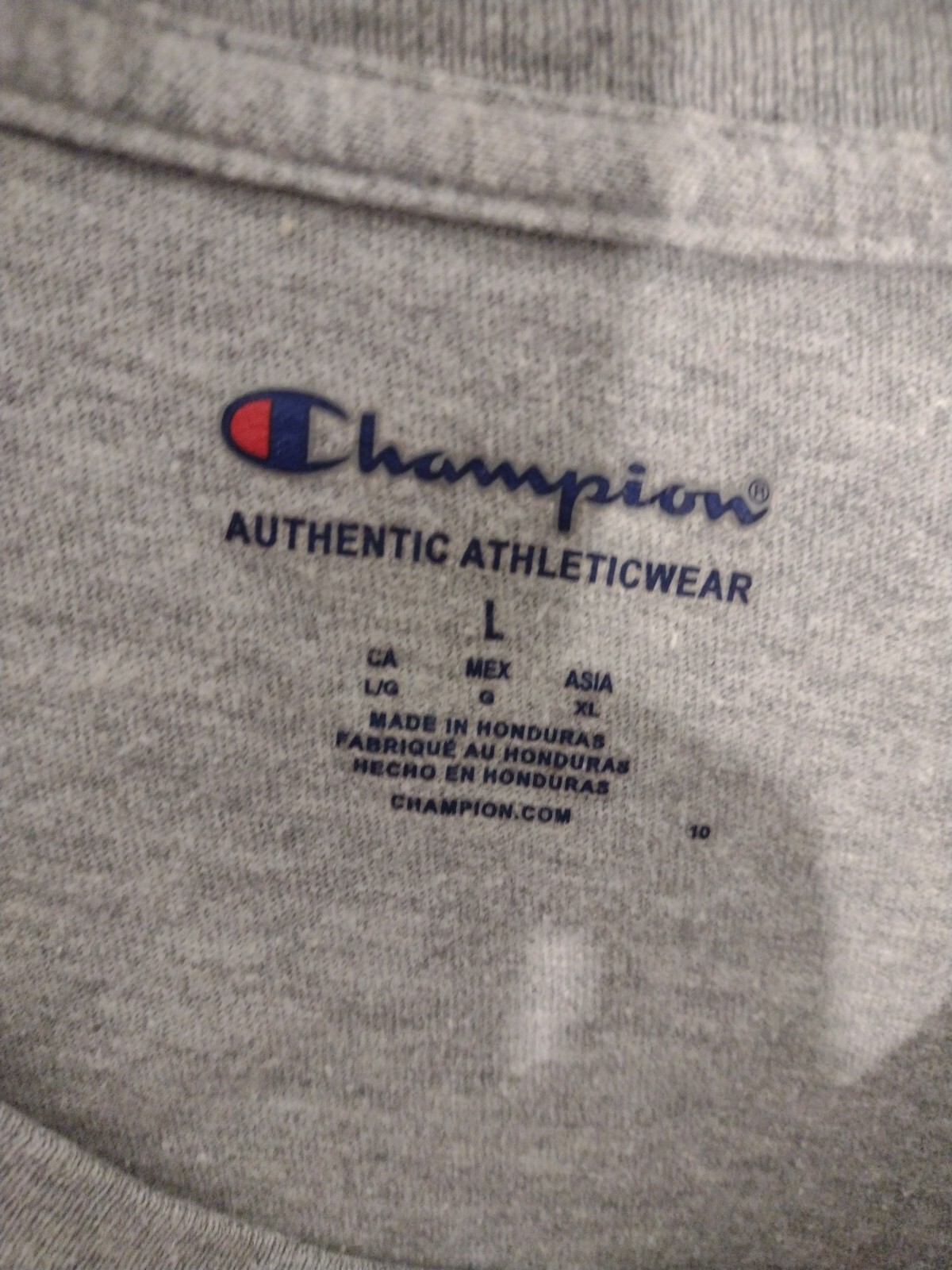 CHAMPION GREY EMBROIDERED LOGO T SHIRT SZ L | eBay
