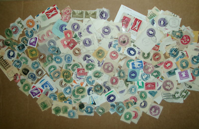 OVER 100pc US CUT SQUARES STAMPS POSTAL STATIONARY COLLECTION UNCHECKED ...