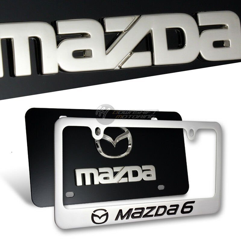 3D MAZDA 6 Gloss Black Stainless Steel License Plate Frame - Front ...