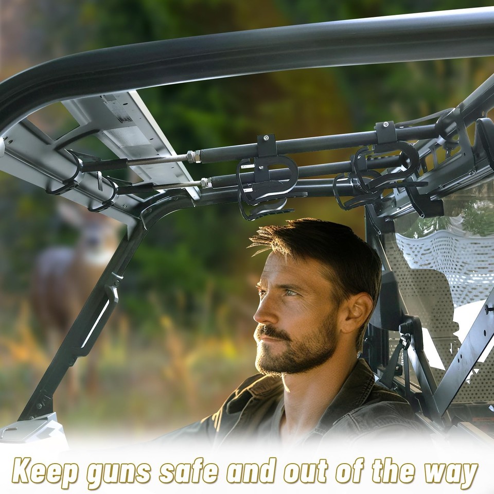 UTV Gun Rack - UTV Overhead Gun Holder Roof Gun/Bow Rack with Soft ...