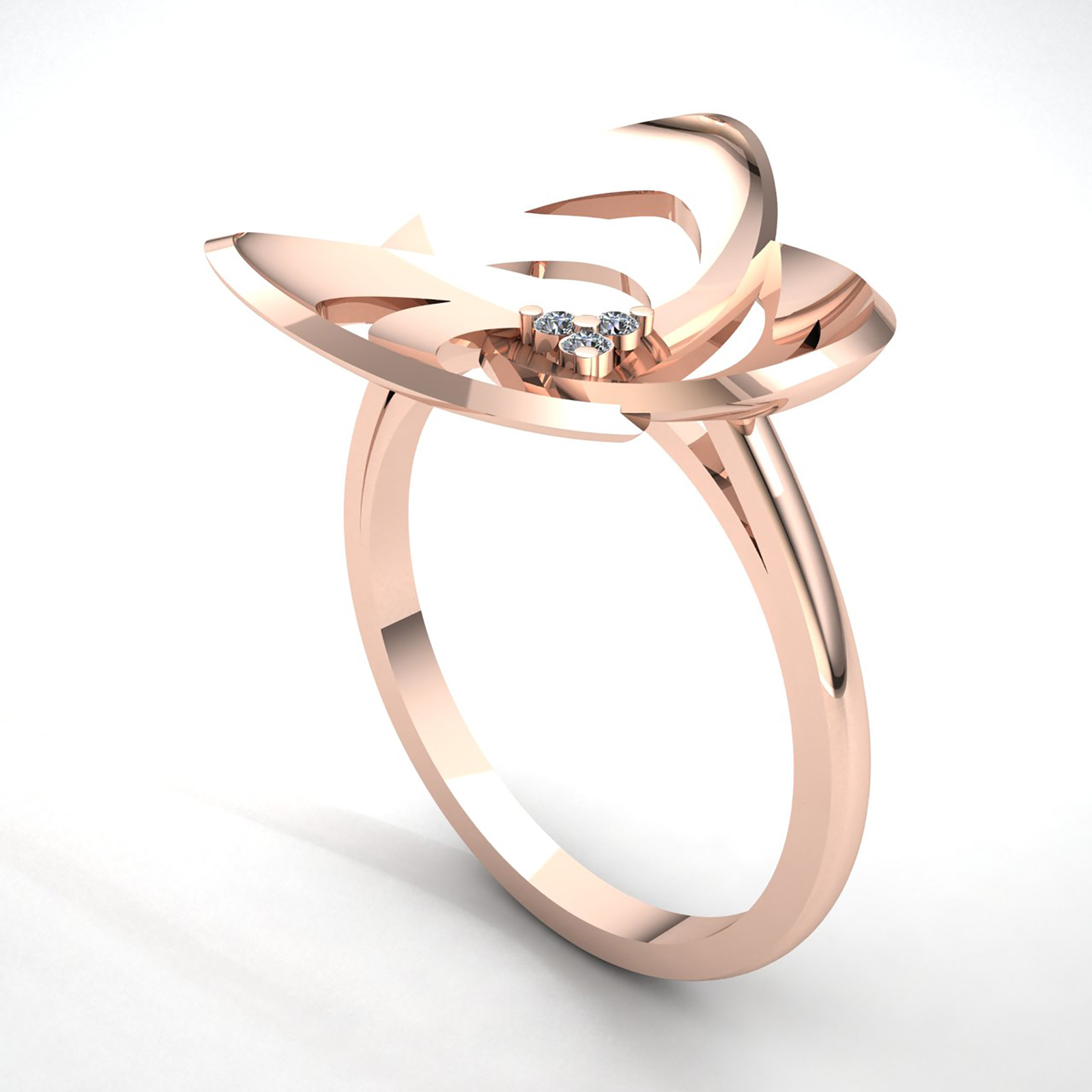 Genuine 0.1ct Round Cut Diamond Ladies Flower 3 Stone Anniversary Ring ...