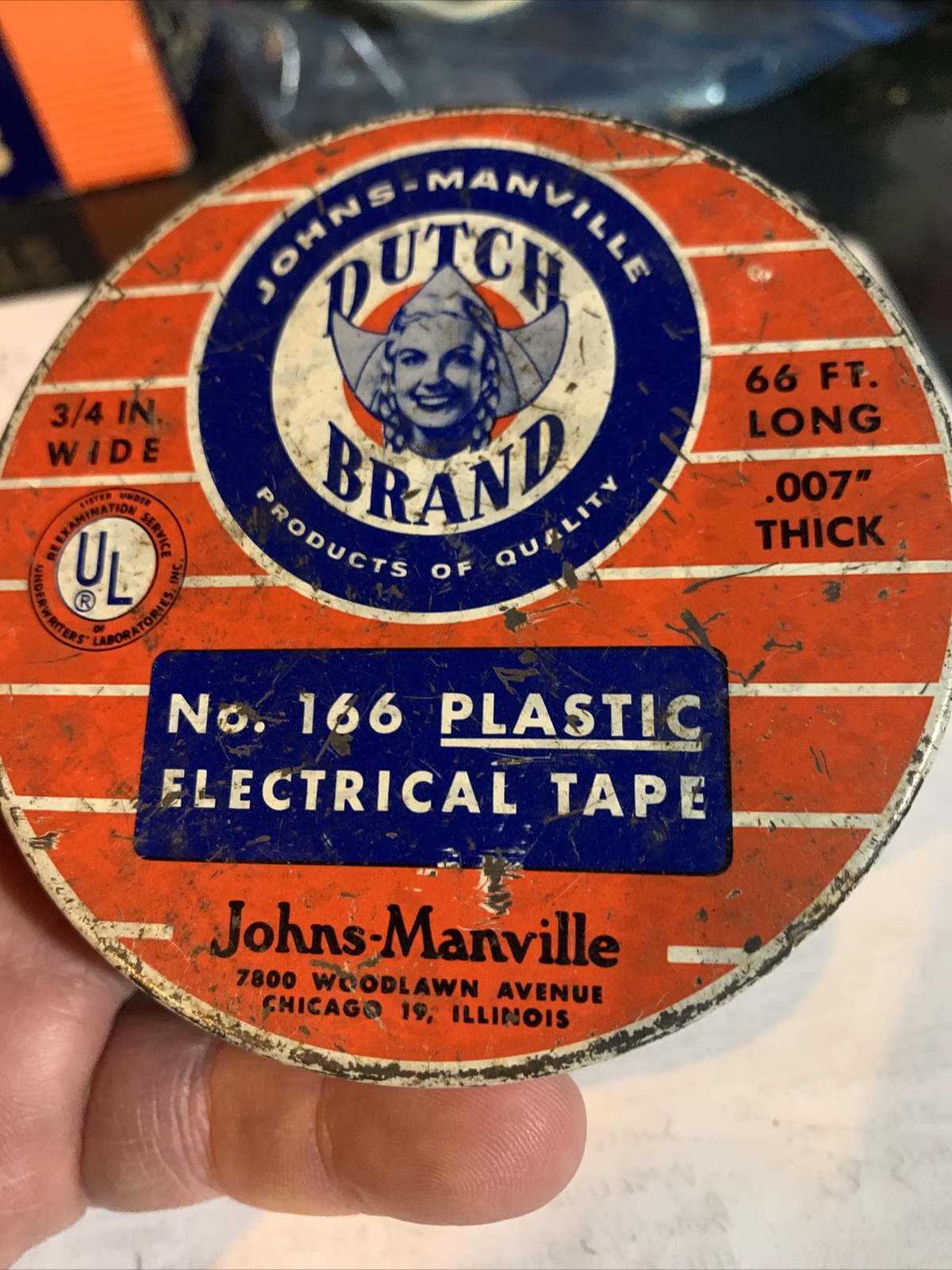 Dutch Brand Electrical Tape Tin 166 Plastic Litho W/ Tape Johns ...