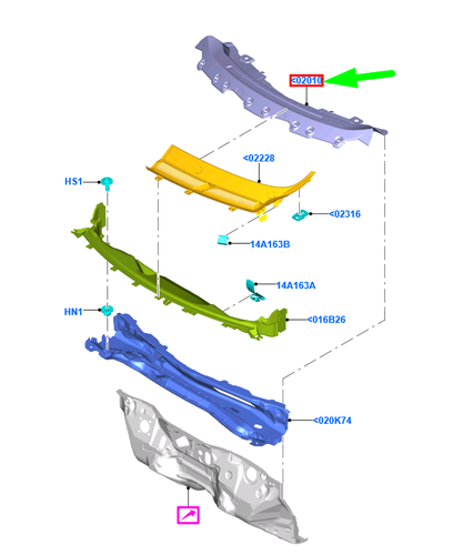 FORD KA+ MK3 Panneau sup rieur de capot avant Assy RHD SVE4B5-02010-FA ...