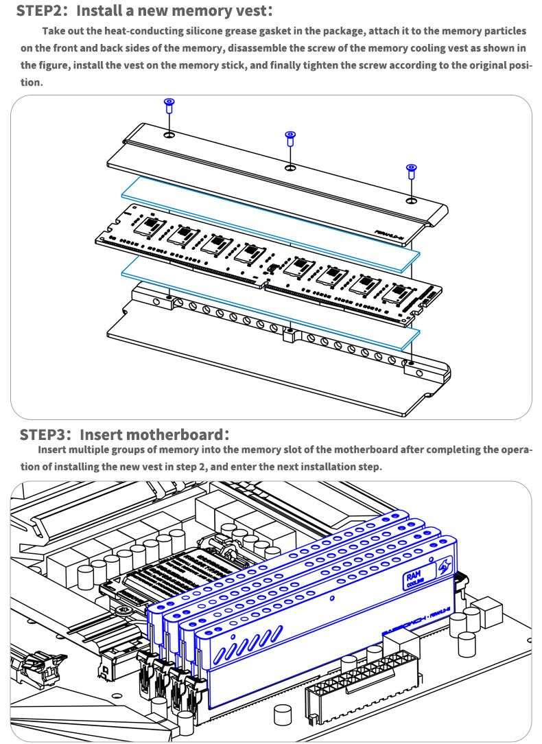 Barrowch DIMM Memory RAM Water Block Heatsink Temperature Display for ...