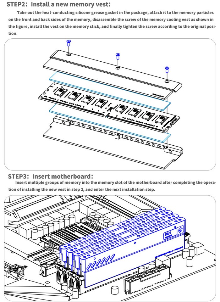 Barrowch DIMM Memory RAM Water Block Heatsink Temperature Display for ...