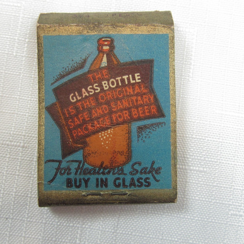 Vintage 1930s-40s Feature Matchbook w/ Matches Buy Beer in Amber Glass ...