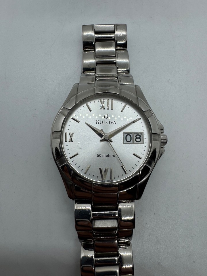 Bulova Swiss 50m Quartz Stainless Steel A2 Mans Wrist Watch Vintage ...