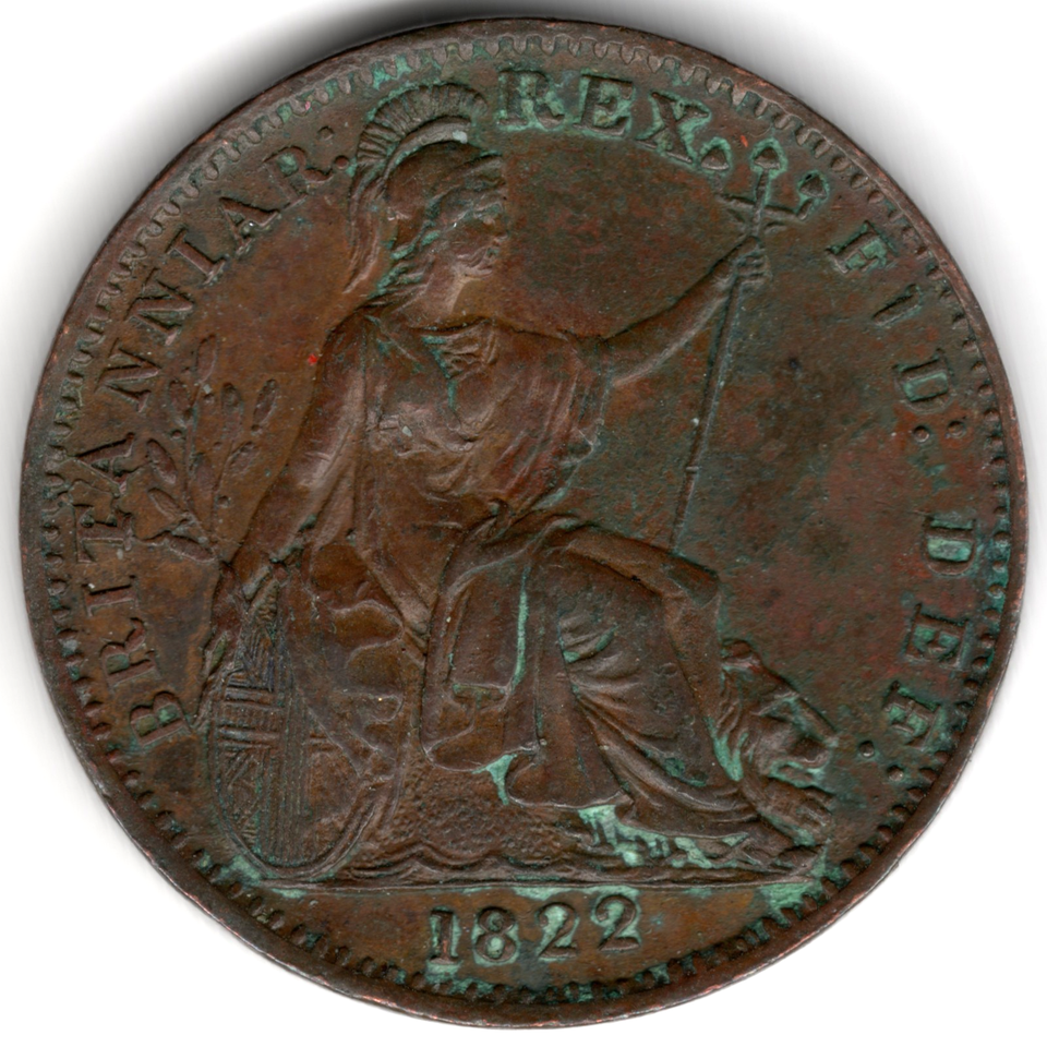 1822 FARTHING COIN KING GEORGE IV COPPER GOOD CONDITION S3950 GIV98 ...