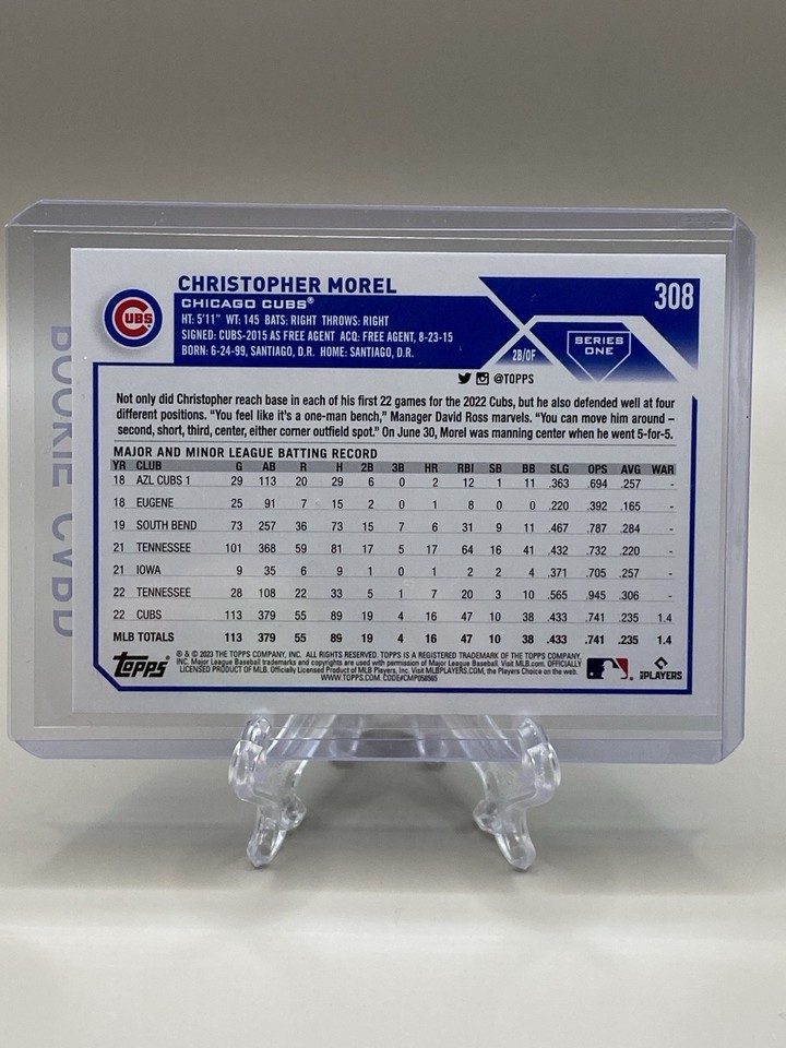 2023 Topps Series 1 Christopher Morel #308 (RC) 2 Card Lot Base And ...