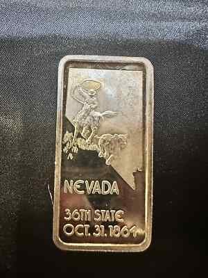 Nevada 36th State Hamilton mint .999 Silver 1oz Silver bar Rare Vintage ...