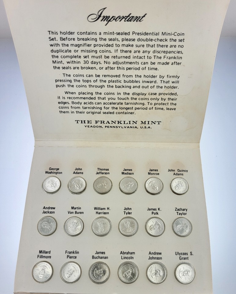 The Franklin Mint Presidential Mini-Coin Set First Edition Sterling ...