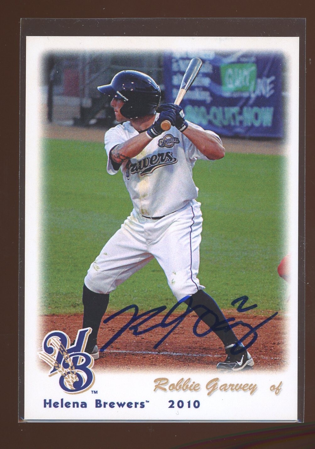 2010 Helena Brewers ROBBIE GARVEY Signed Card autograph auto LAS VEGAS ...