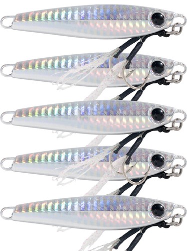 Slow Pitch Jigs 80g. - Metal Fishing Spoon - Heavy Bait Lure - Pack of ...