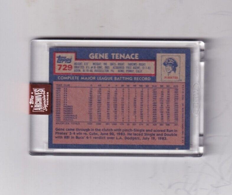 2023 GENE TENACE TOPPS ARCHIVES SIGNATURE AUTOGRAPH 28/99 PITTSBURGH ...