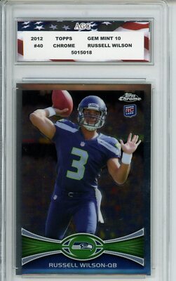 2012 Topps Chrome #40 Russell Wilson Rookie Card AGC 10 Gem Mint ...