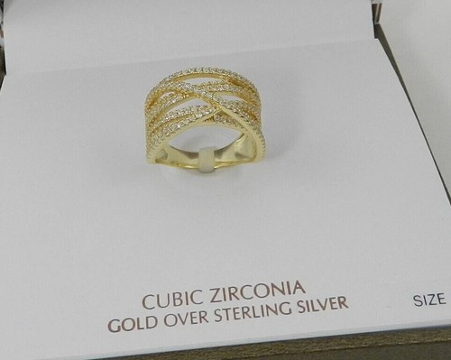 Giani Bernini Cubic Zirconia Crossover Statement Ring in 18k Gold over Silver, 7 | eBay