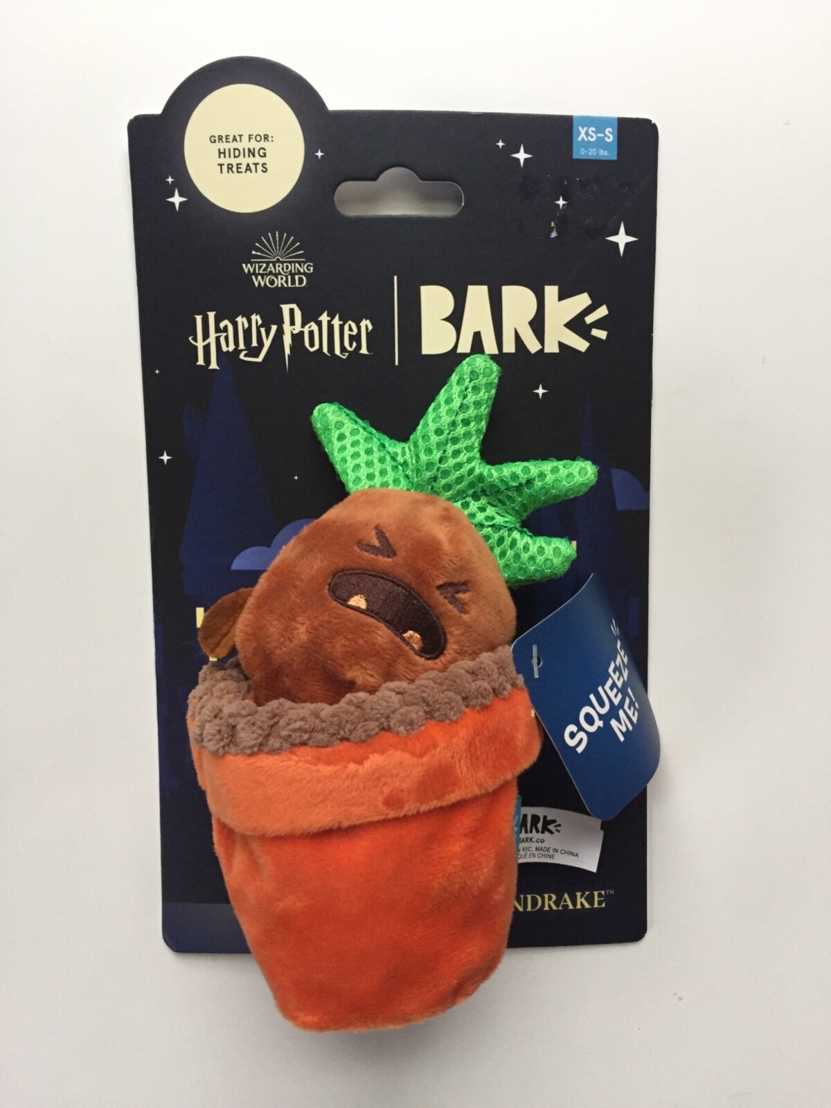 Harry Potter Bark Mandrake Squeaky Dog Chew Toy Treat Hider Brand NEW ...