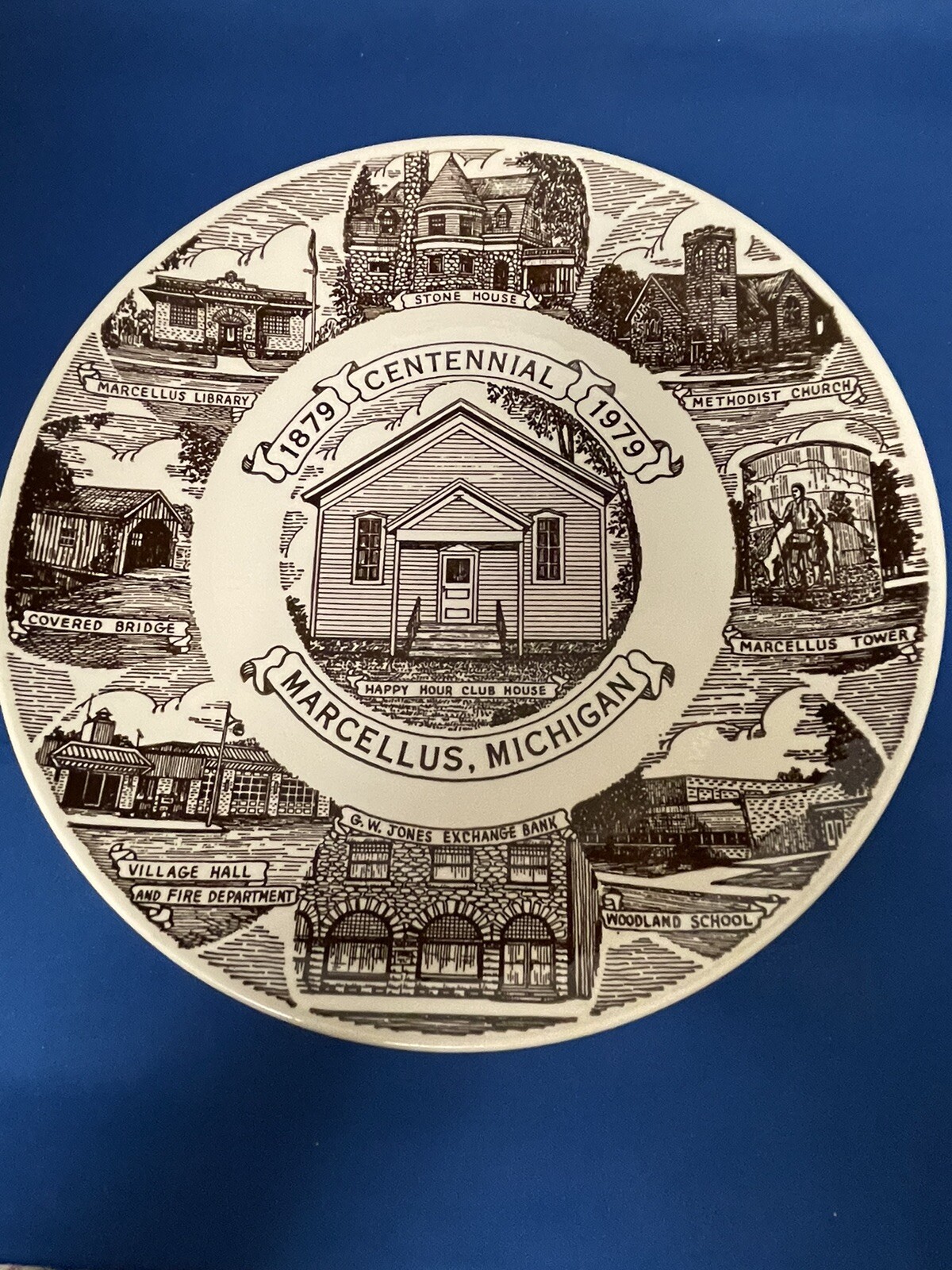 Marcellus MI Centennial Commemorative Plate 10” 1879-1979 Kettlesprings ...
