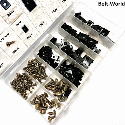 170pc SCREWS & U TYPE CUSHION SPEED CLIPS ASSORTMENT FASTENRS TRIM ...