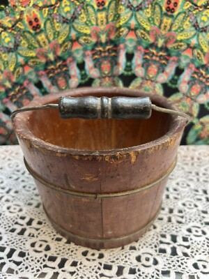 OLD Wood BUCKET Bail HANDLE Woodenware Richmond VA Cedar Works STAVED ...