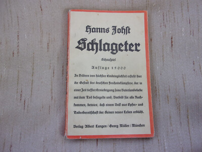 Hanns Johst Schlageter Schauspiel 11.-15. Tausend | eBay.de