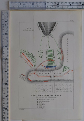 1863 Crimée Guerre Carte / Bataille Plan Fight Sur Mount Inkerman ...