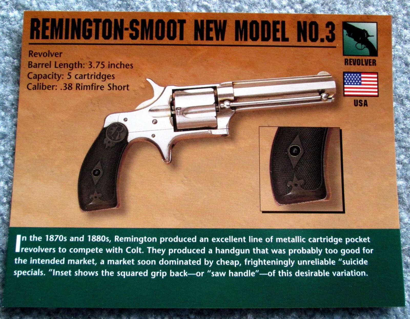 Remington Smoot New Model No. 3 Pistol Classic Firearms Photo Card u | eBay