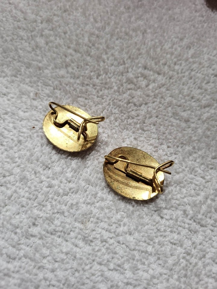 Vtg Gold tone w/ Red White Blue Enamel Paisley Teardrop Design Earrings ...