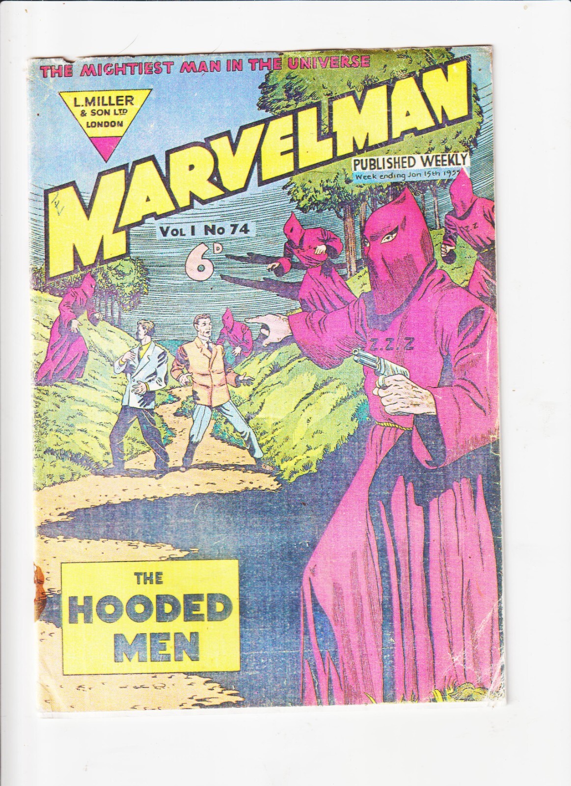 MARVELMAN 74 (BRITISH MIRACLEMAN) COMIC VINTAGE ORIGINAL 1955 HOODED ...