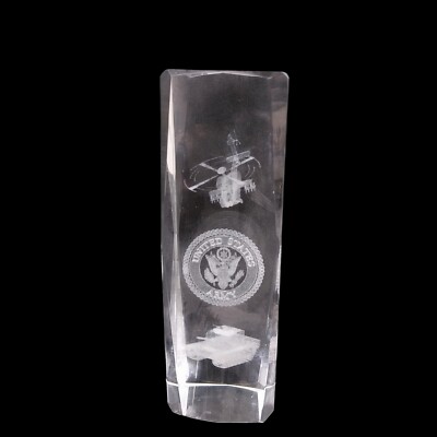 LASER ETCHED CRYSTAL UNITED STATES ARMY TANK PAPERWEIGHT HOLOGRAPHIC 3D ...