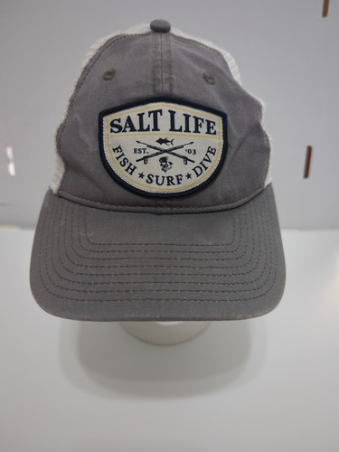 Salt Life "Fish Surf Dive" Gray Heathered Snapback Hat Men's One Size ...