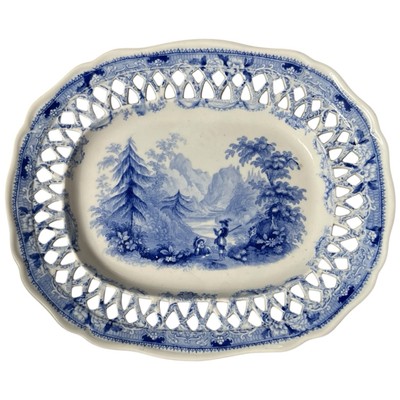 Antique Staffordshire Davenport Reticulated Edge Stone China Platter ...