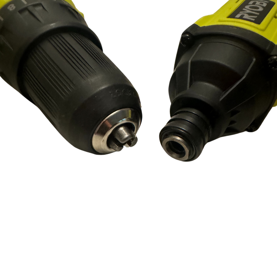 RYOBI P1817 ONE+18V Cordless1/2 Drill 1/4 I 2 Tool Kit 1/2 Drill 1/4 ...