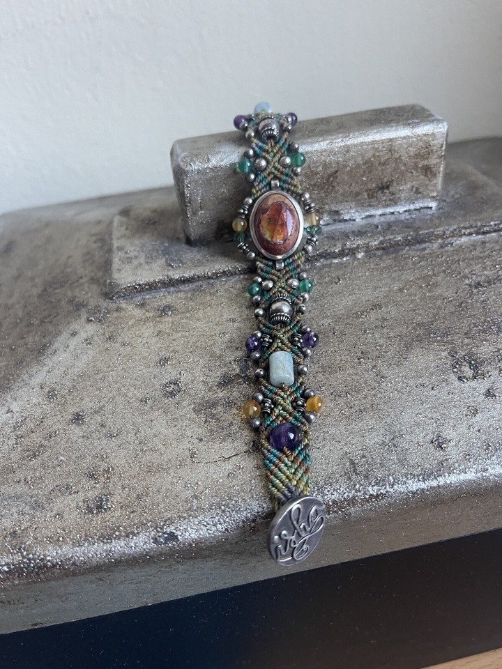ISHA ELAFI MEXICAN OPAL NOMADIC MACRAME KNOTWORK HANDMADE BRACELET SIZE ...