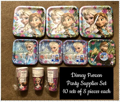Disney Frozen Party Supplies Lot - Disposable Plates & Cups - 80 Pcs | eBay