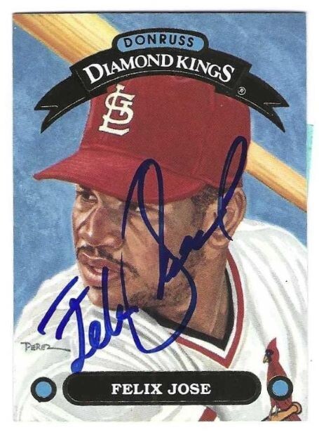 Autographed FELIX JOSE St. Louis Cardinals 1992 Donruss Diamond King # ...