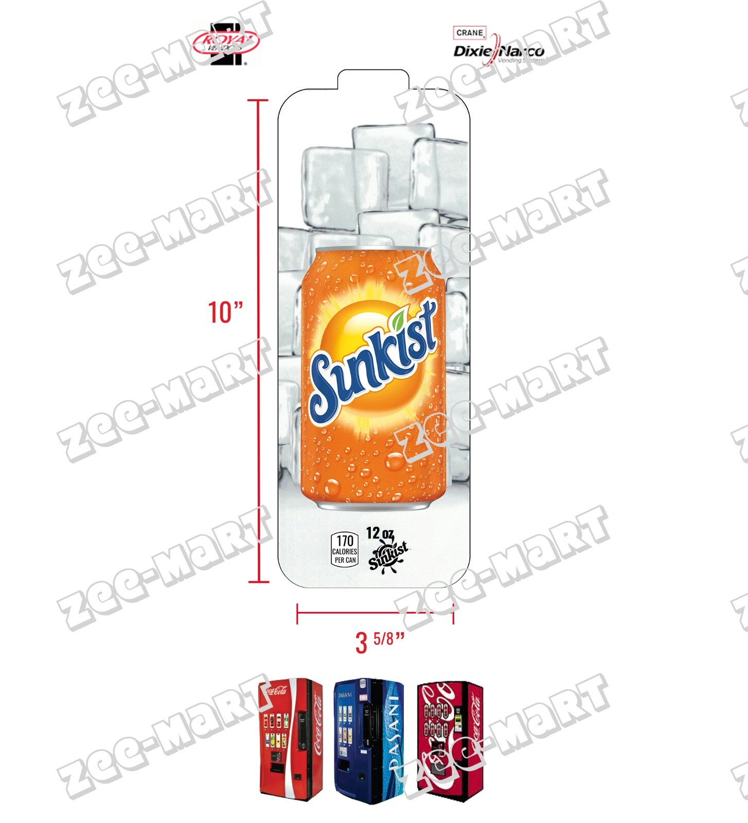 (1) Royal Vendors Chameleon CUSTOM "Sunkist" 12 oz Can Vend Labels ...