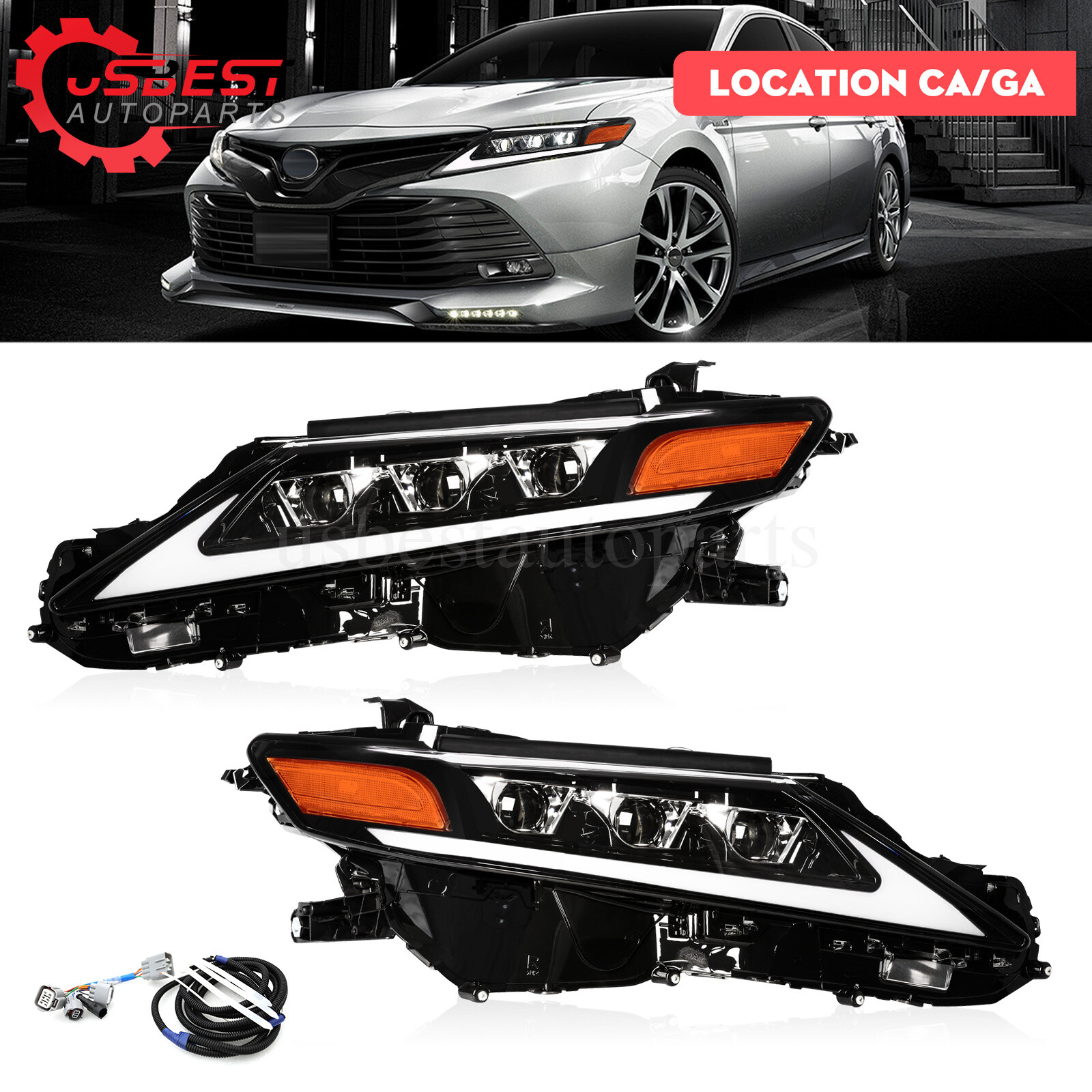 LED Lexus Style Headlights For Toyota Camry 2018-2024 Front Headlamps ...
