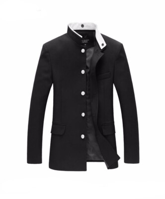 Men Slim Tunic Jacket Single Breasted Blazer Japanese Student Uniform ...