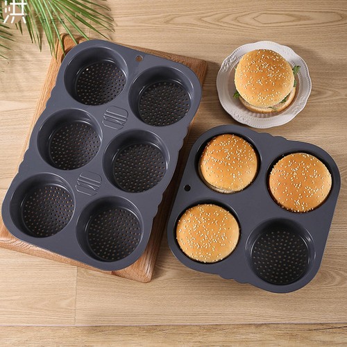 Silicone Hamburger Bun Mold 4/6 Cavity Loaf Pan Baking Pan Non-stick ...