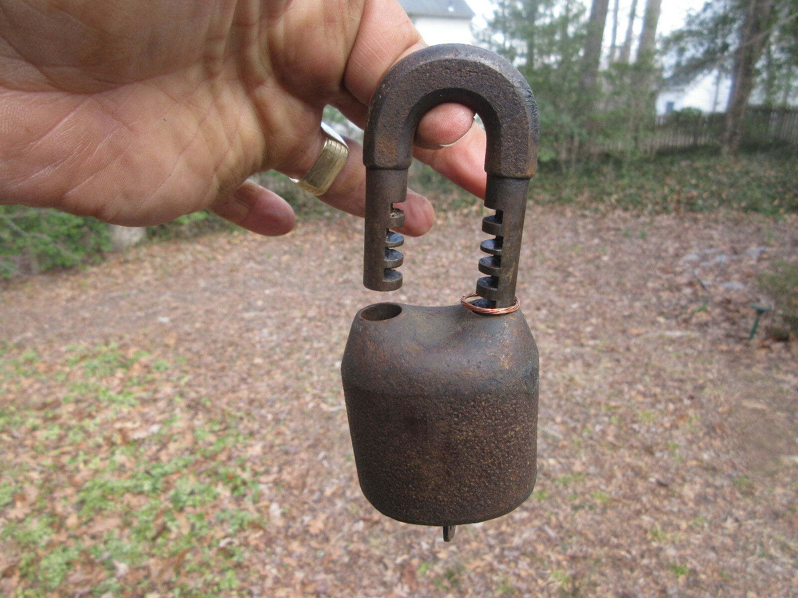 Antique Very Old Civil War site dug Bag Style Padlock 3 1/2" WORKS WITH ...