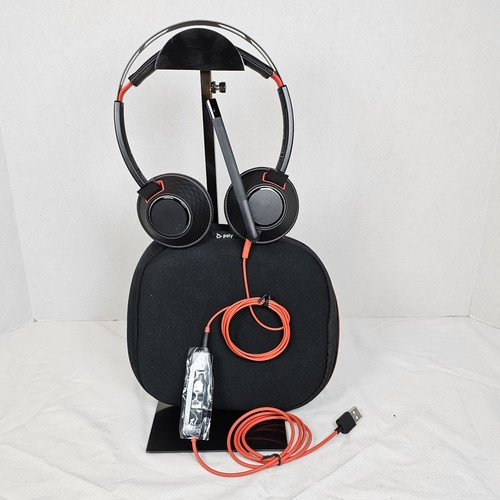 Poly Plantronics Wired USB Headset w/Mic Inline Mute Volume+Case Used ...