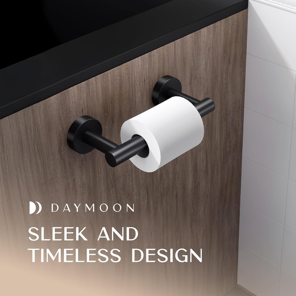 Day Moon Matte Black Toilet Paper Holder - Wall Mount Modern Roll ...