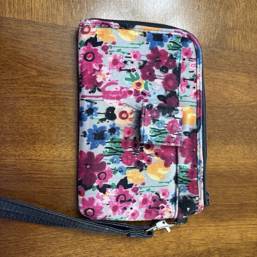 Thirty One Womens Wallet Wristlet Zippered Multicolor Floral Flowers ID ...
