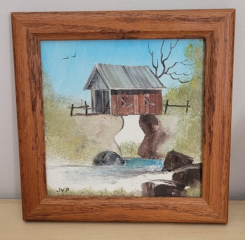 Oil on board Jim Patterson Wisconsin barn small painting | eBay