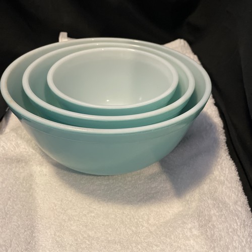 3 Vintage Pyrex MINT Robin Egg Blue Turquoise Nesting Mixing Bowls 401 ...